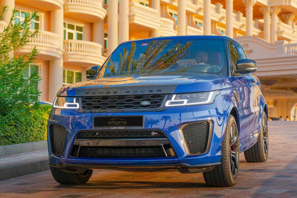 Rent Range Rover Sport SVR Blue | Dubai Sports Car Rental